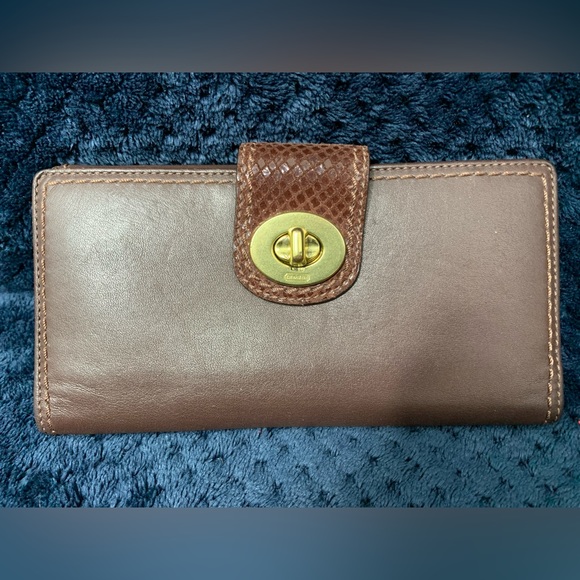 Coach | Bags | Coach Tri Fold Brownleather Turn Lock Wallet | Poshmark